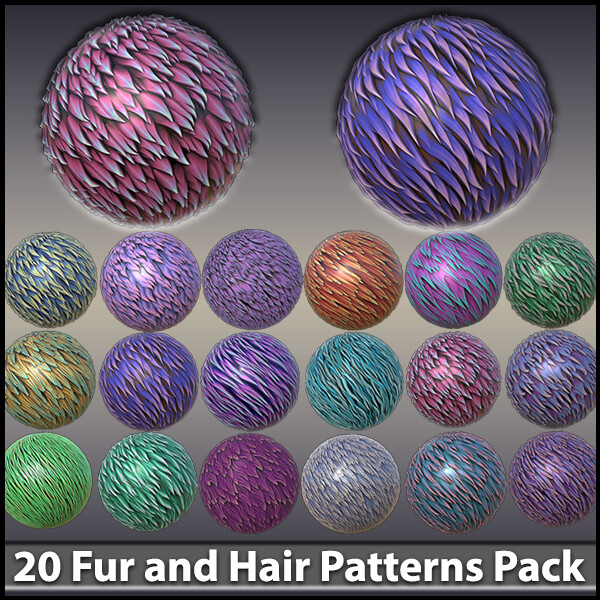 ArtStation - 20 Stylized Fur and Hair Patterns Pack