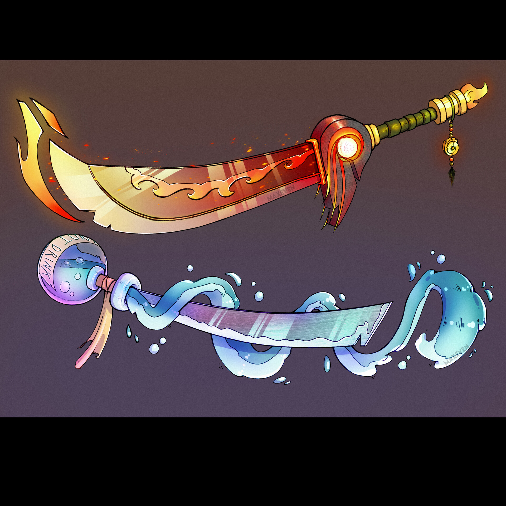 ArtStation - Swords as Elements: Fire and Water