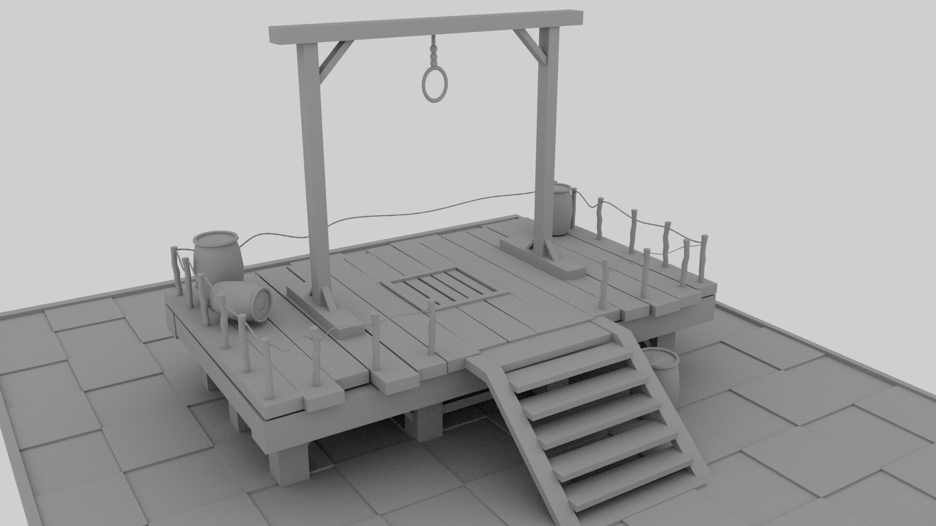 ArtStation - Wild West Gallows Executions Platform - 3D Maya Model