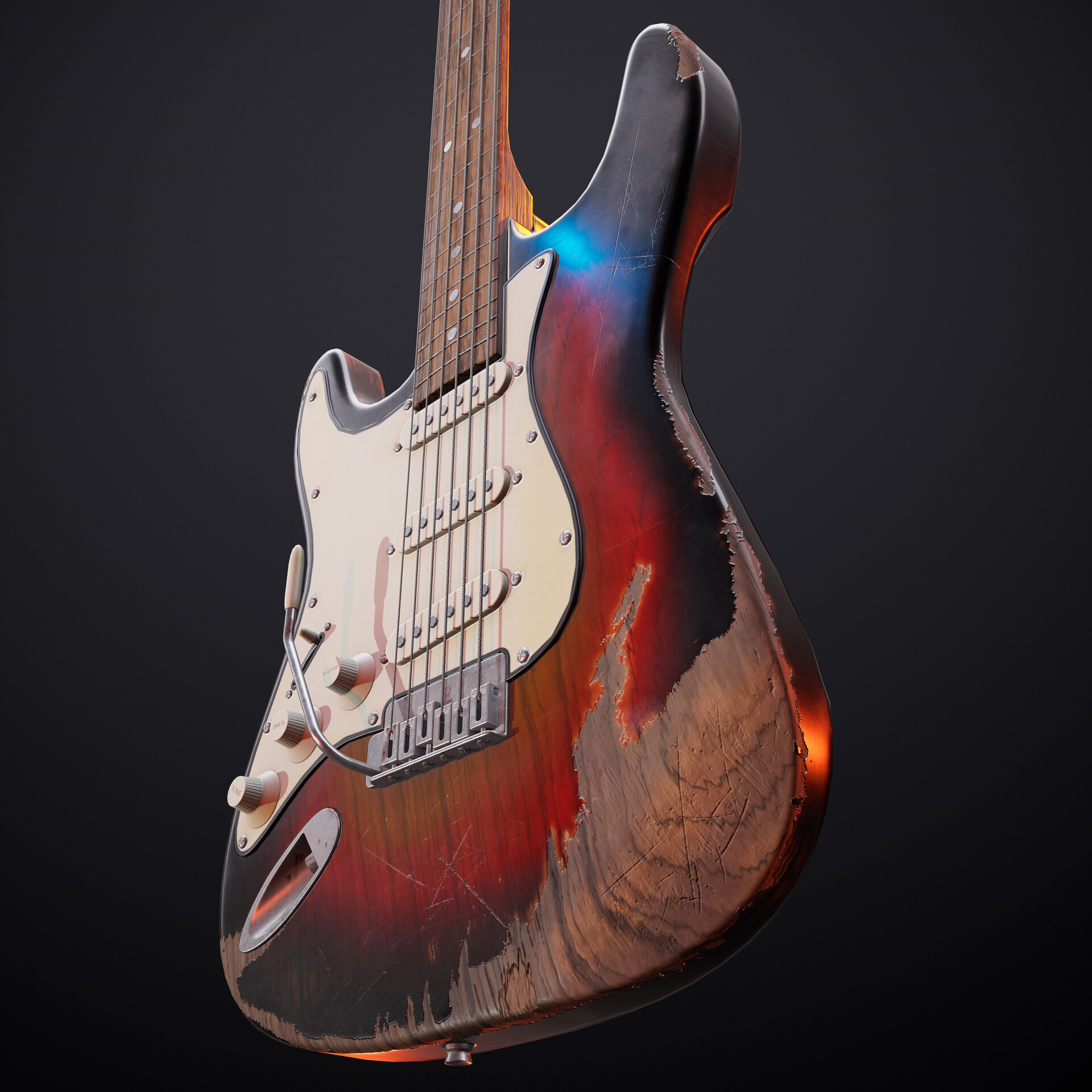 ArtStation - Guitar texturing with procedural wood
