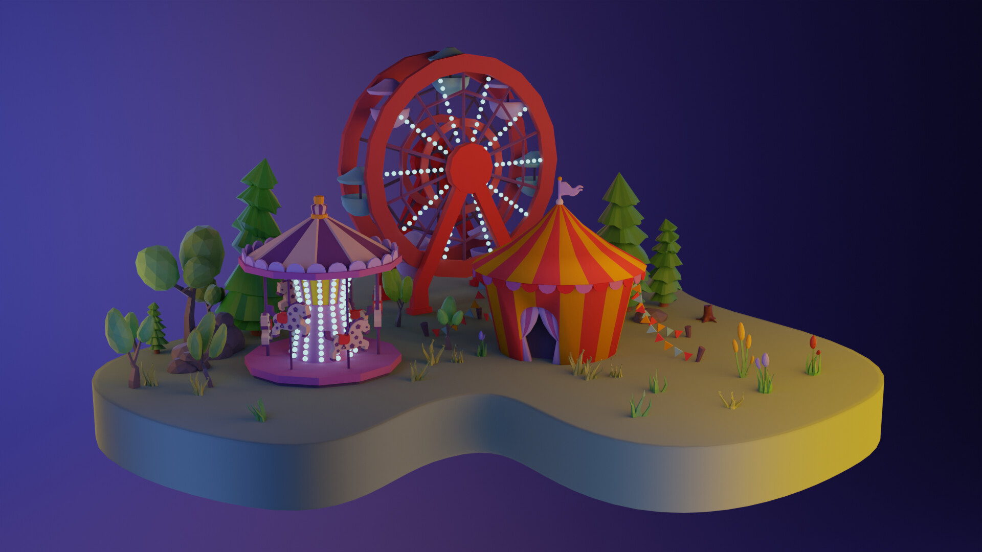 ArtStation - low-poly circus