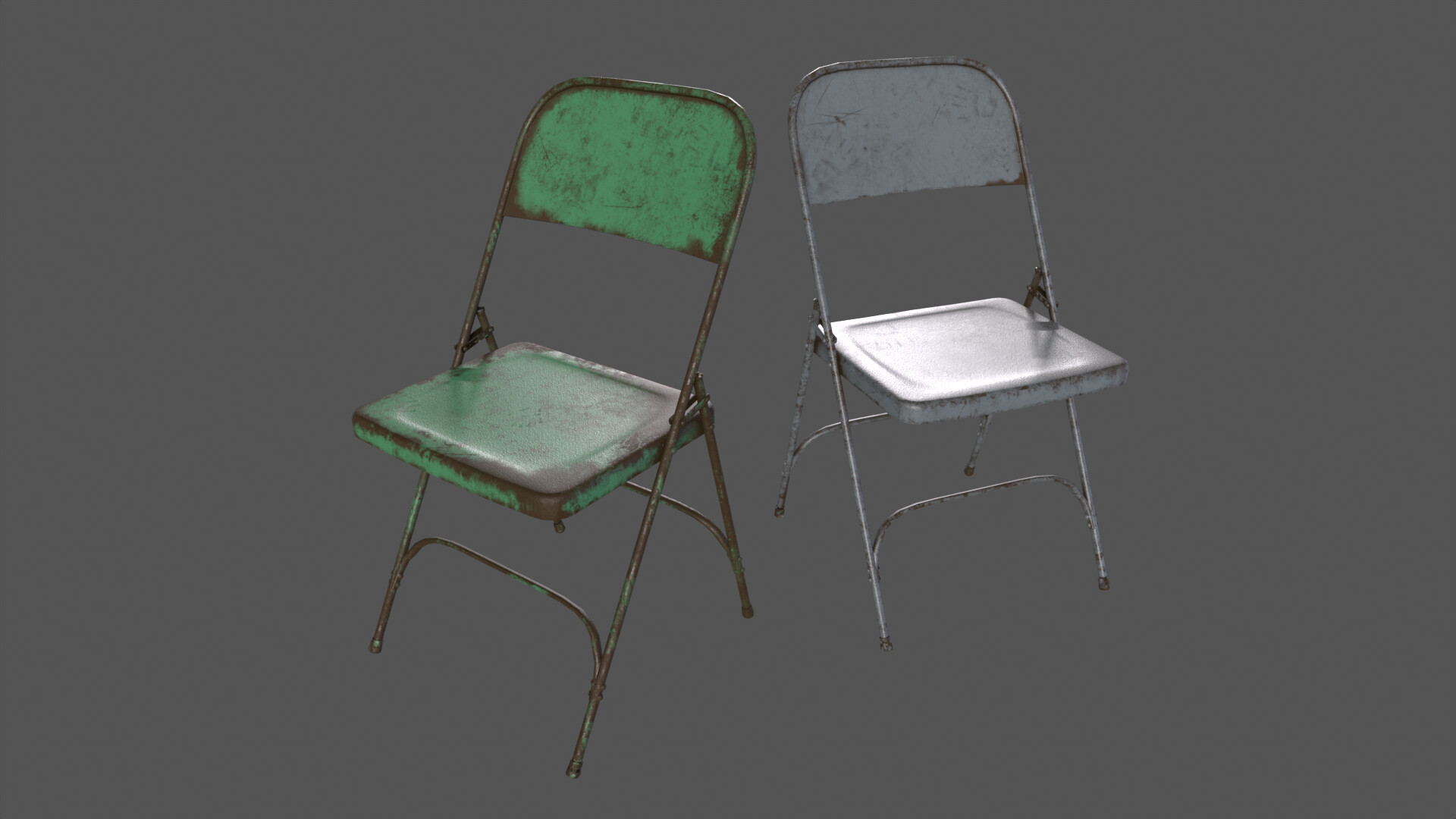 ArtStation - Old Rusty Metal Chairs Low poly
