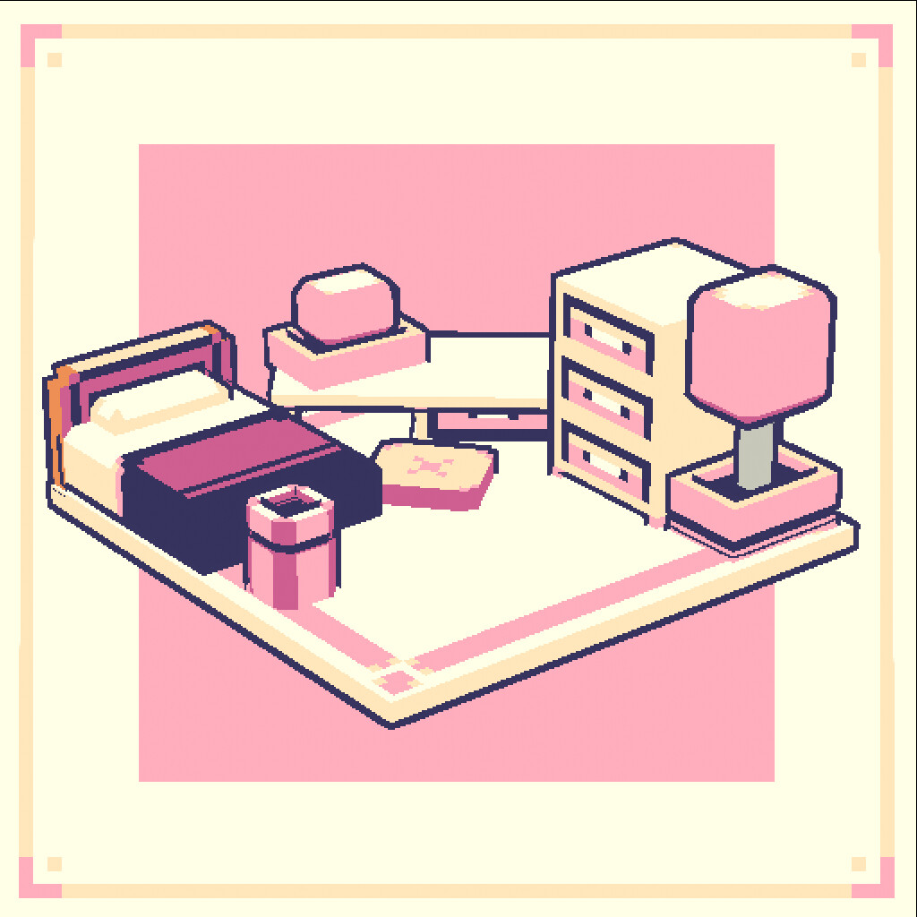 ArtStation - 3D PixelArt: Pink Room