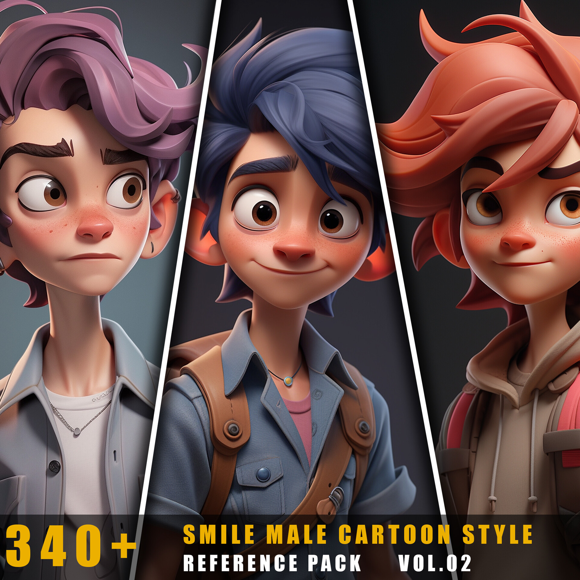 ArtStation - 340+ Smile Male Cartoon Style - References Pack Vol.02