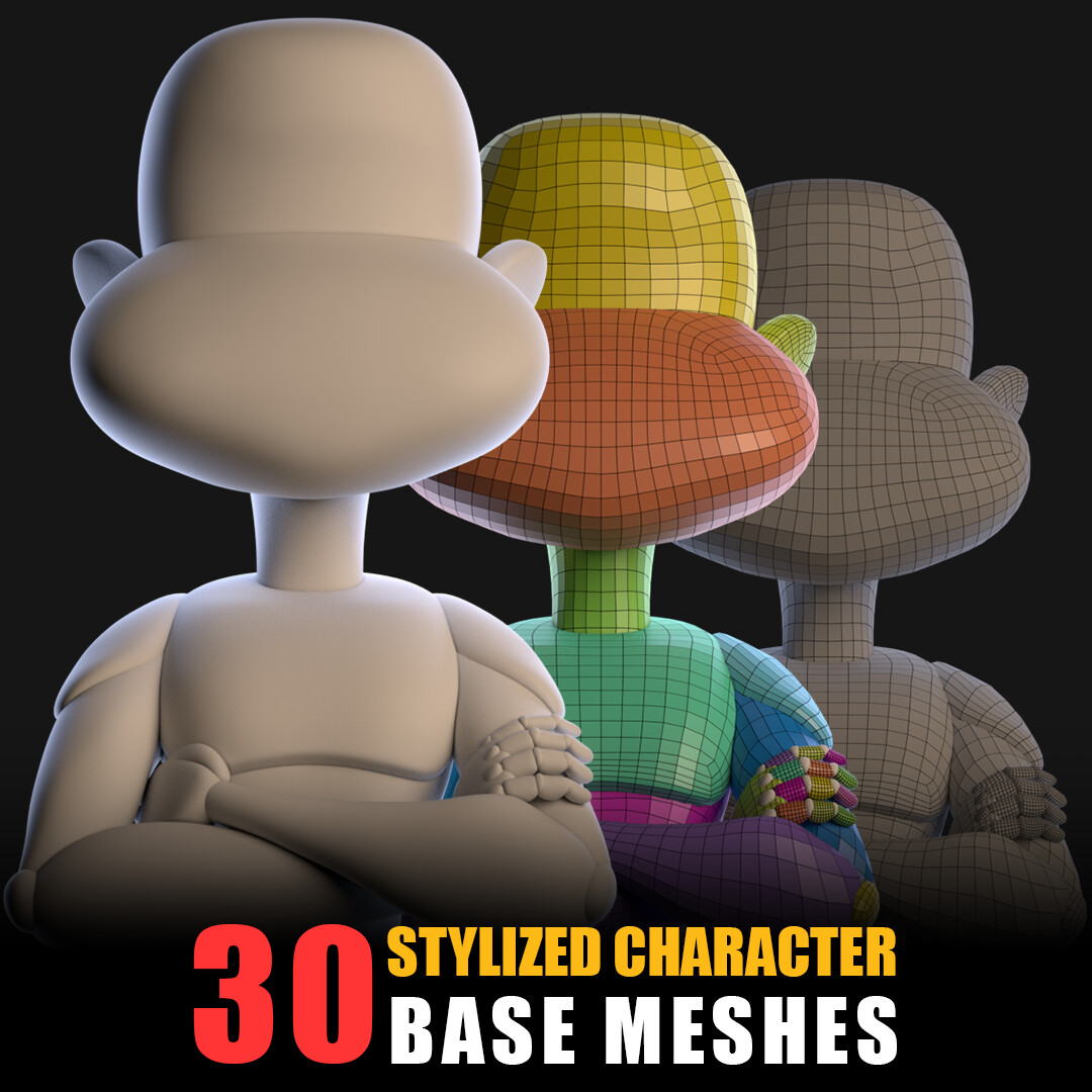 ArtStation - 30 Stylized Character Base Meshes