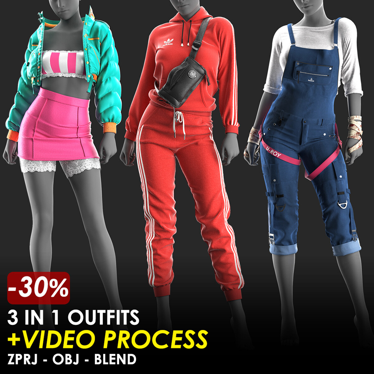ArtStation - 3 in 1 Outfits - Marvelous / CLO