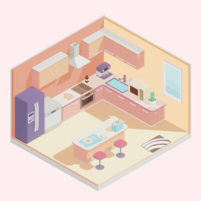 ArtStation - 3D Isometric Kitchen