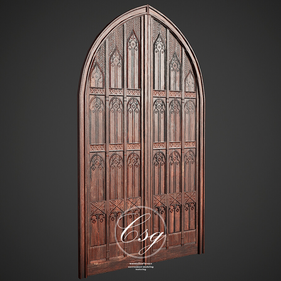 ArtStation - Wood Gothic Door