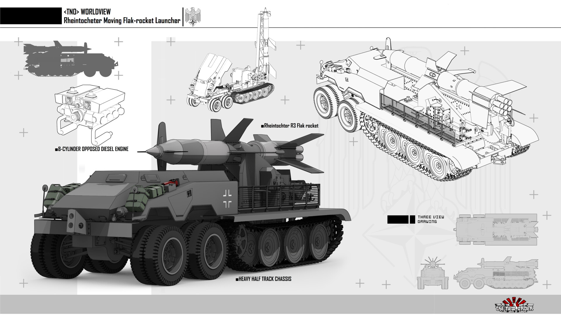 ArtStation - Rheintochter Flak rocket Launcher half track vehicle