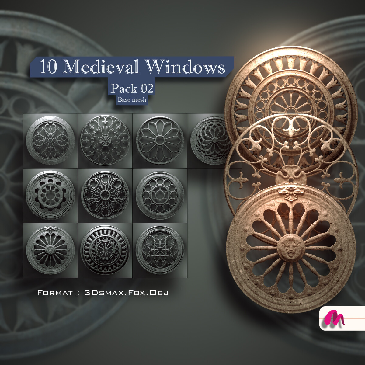 ArtStation - 10 Medieval Windows Pack 02 3D model