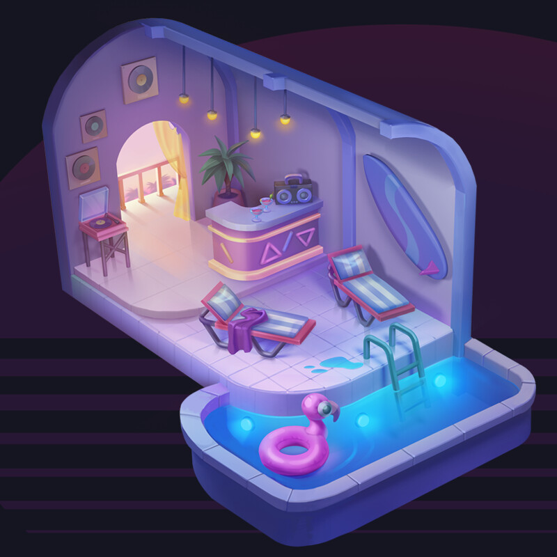 ArtStation - Retrowave Relax Room