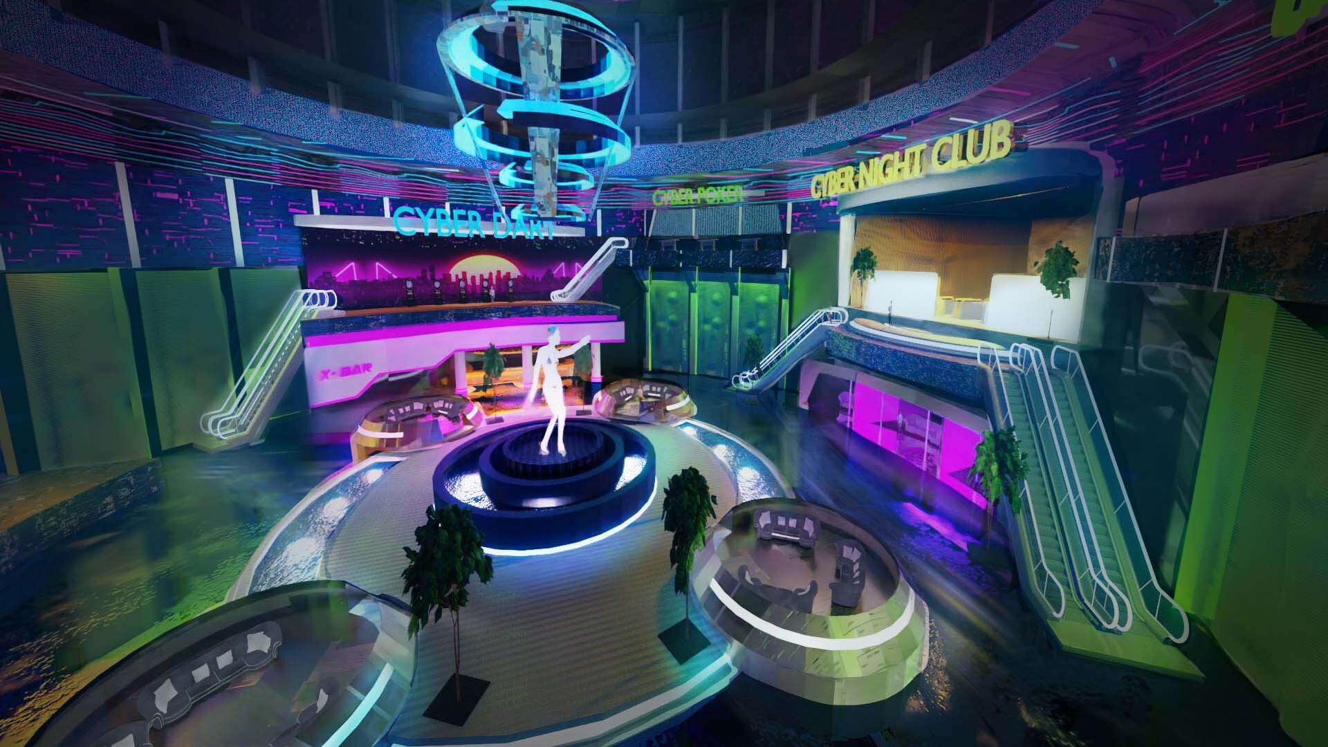 ArtStation - Cyberpunk night club interior concept design