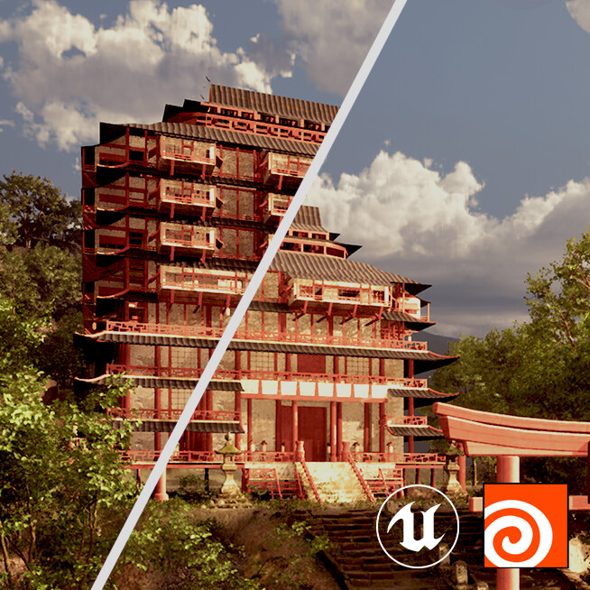 ArtStation - Procdural Japanese temple with Houdini
