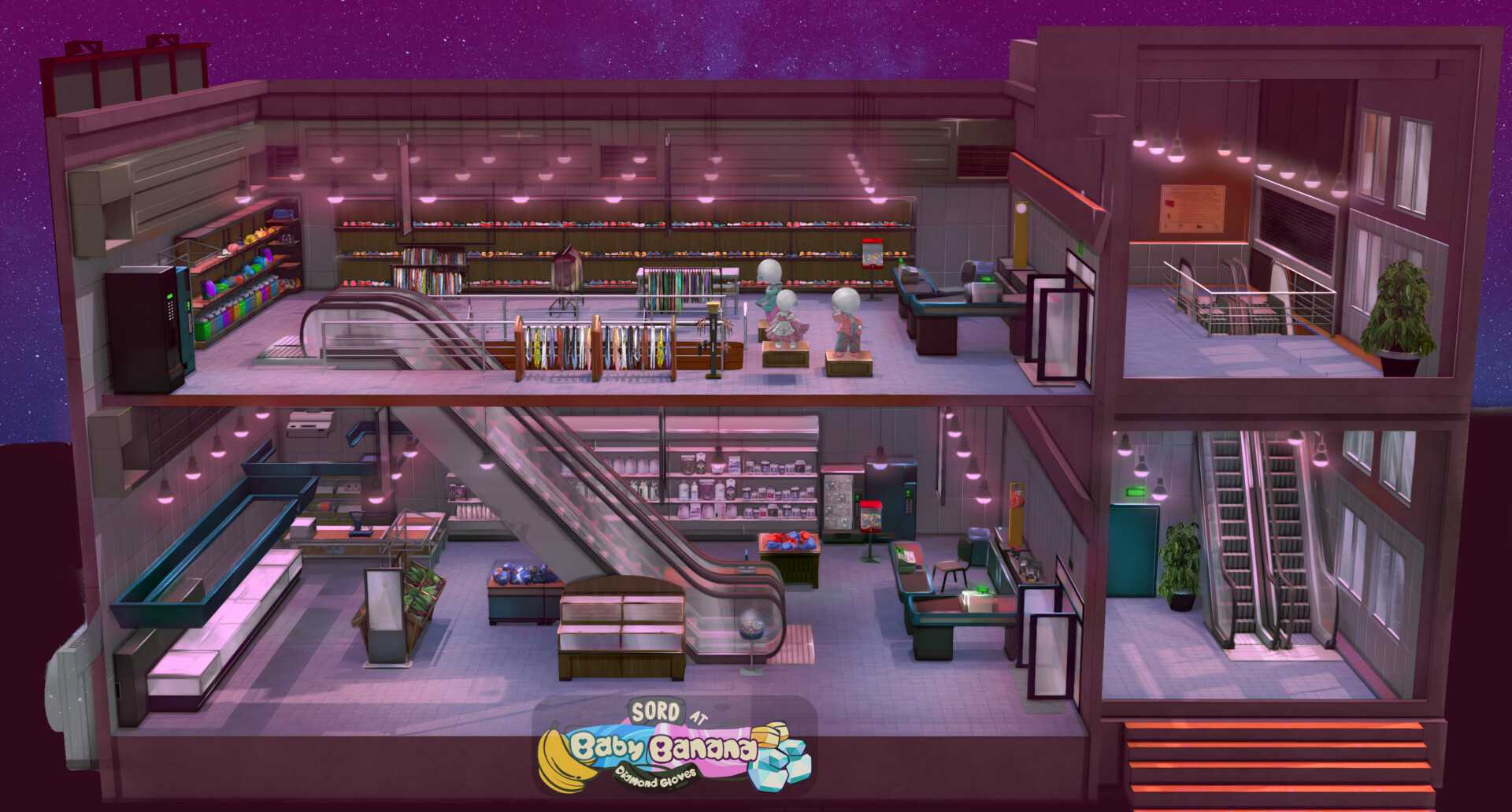 ArtStation - Pre-rendered Game Backgrounds - Retro City Mall