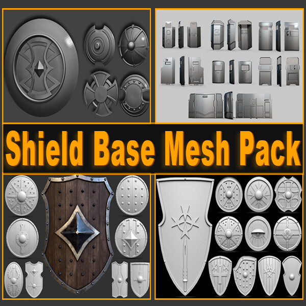 ArtStation - 60+ Shield Base Mesh Pack