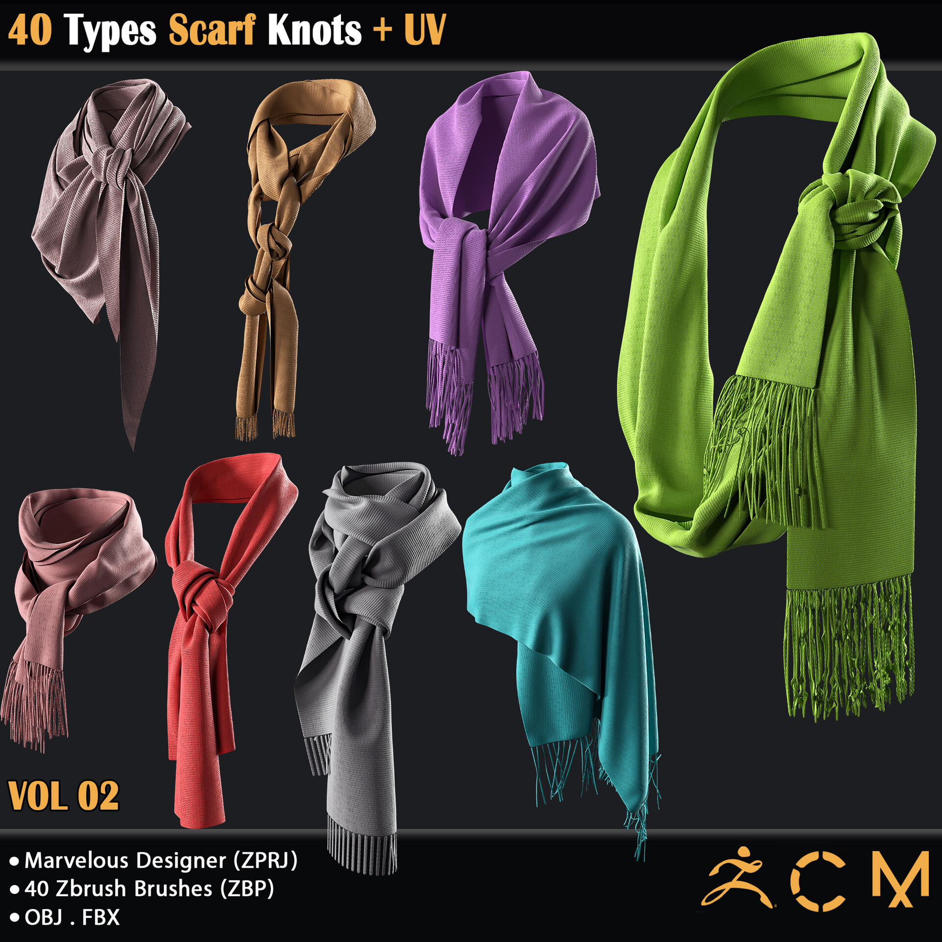 ArtStation - 40 Types Scarf Knots + UV