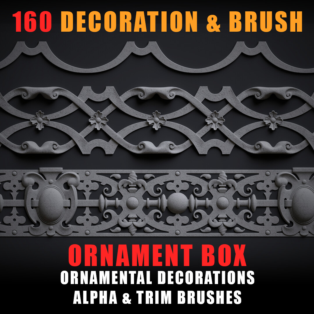 ArtStation - Ornament Box - 160 Ornamental Decorations - Alpha and Trim ...