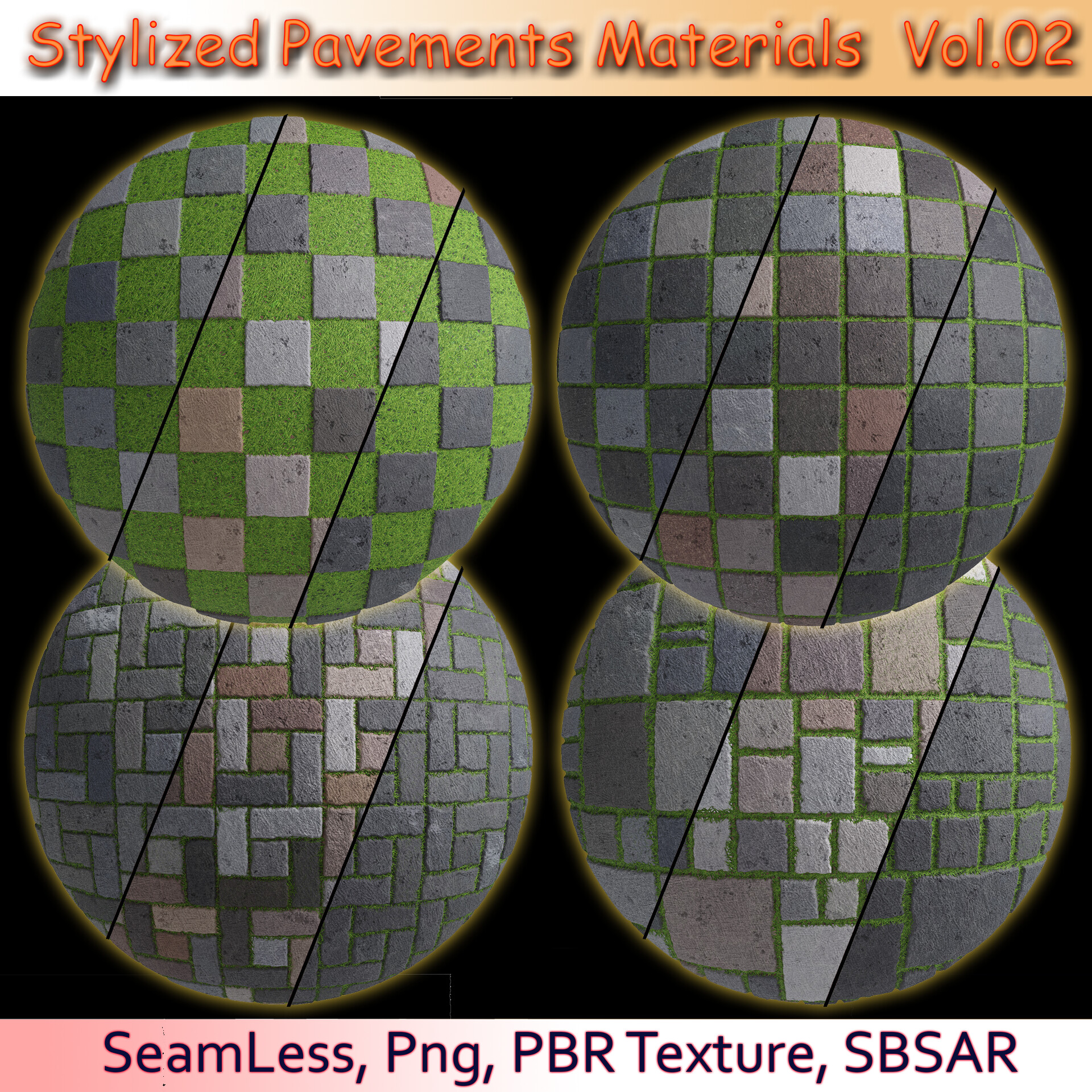 ArtStation - Stylized Pavement Collection Materials VOl.2