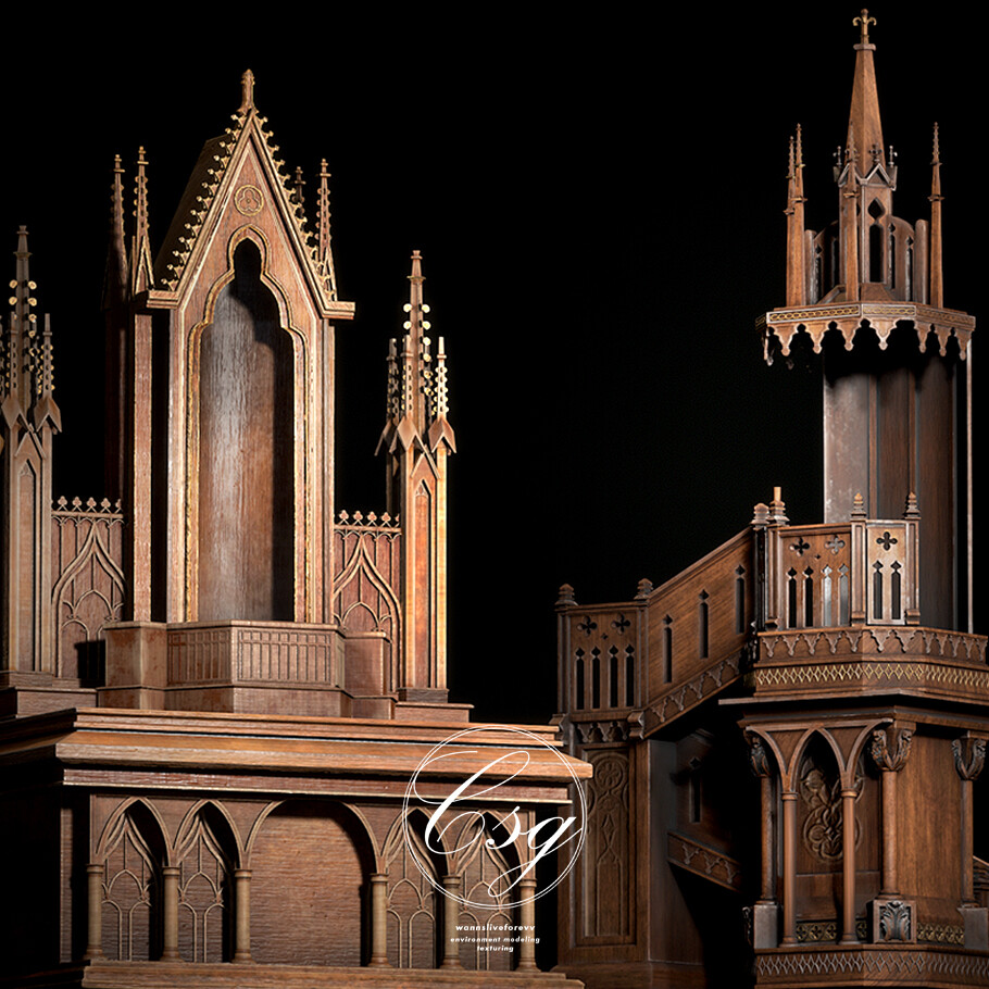 ArtStation - Gothic wooden ornamentation