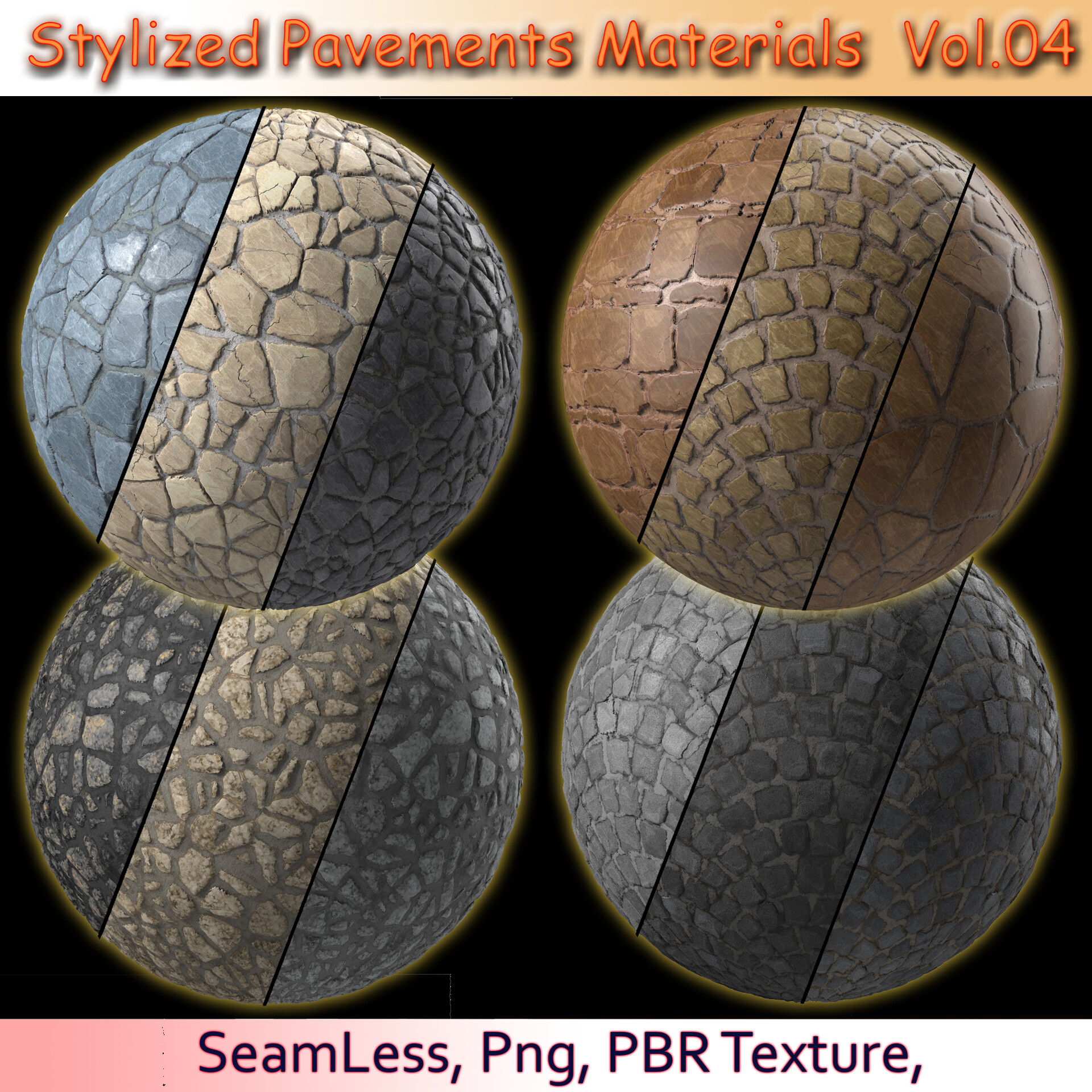 ArtStation - Stylized Pavement Collection Materials VOl.4