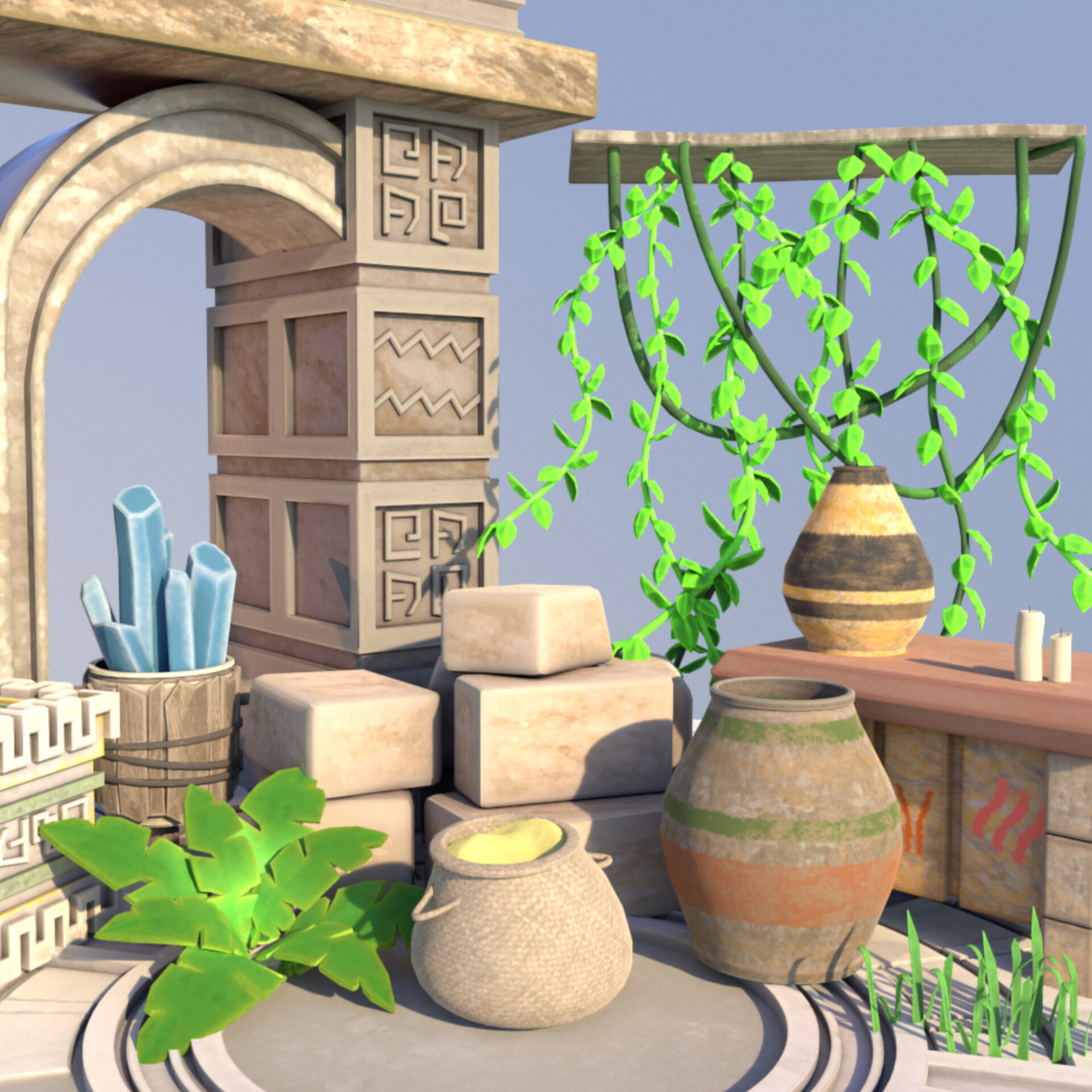 ArtStation - Stylized Aztec Props Pack