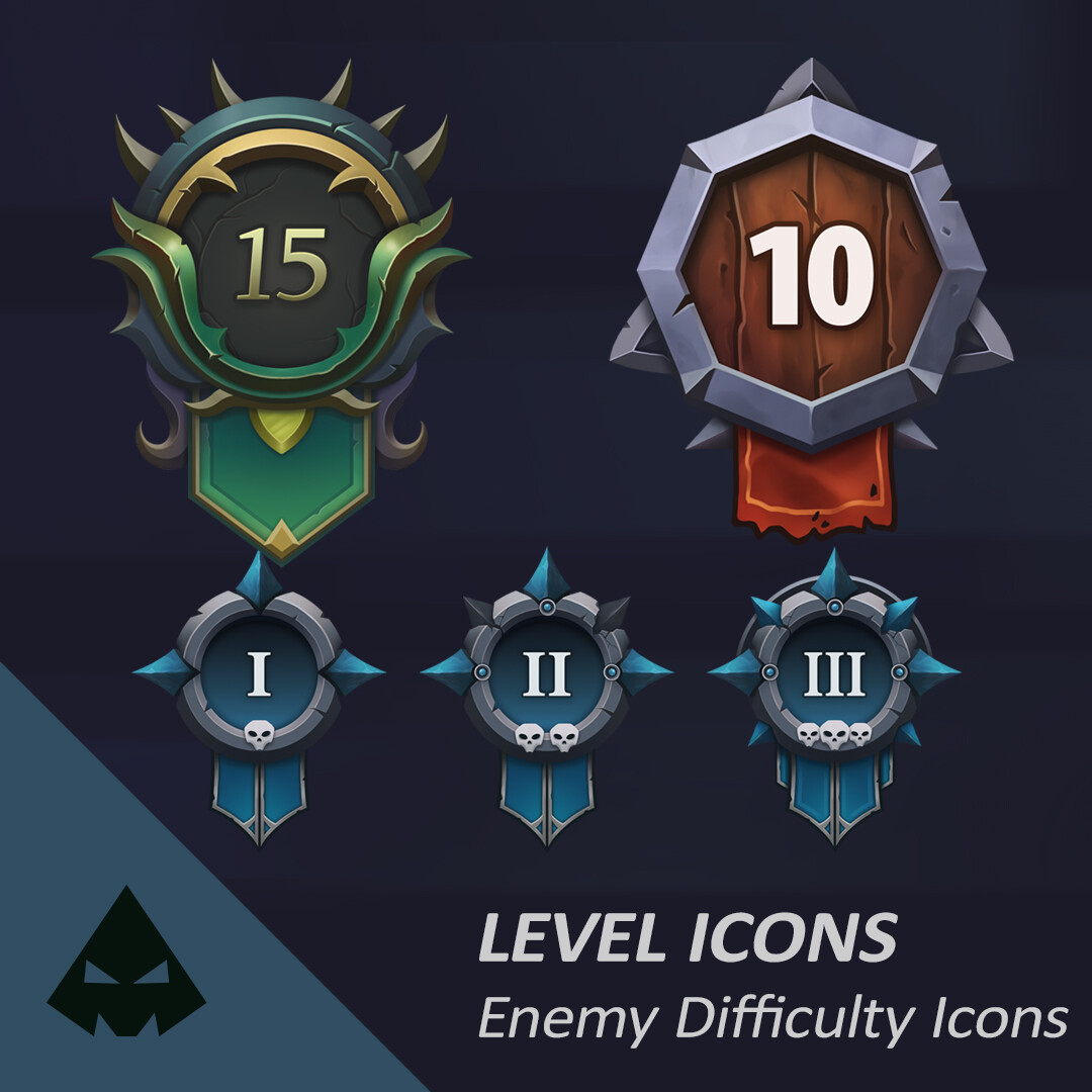 ArtStation - LEVEL ICONS - Enemy Difficulty level Icons