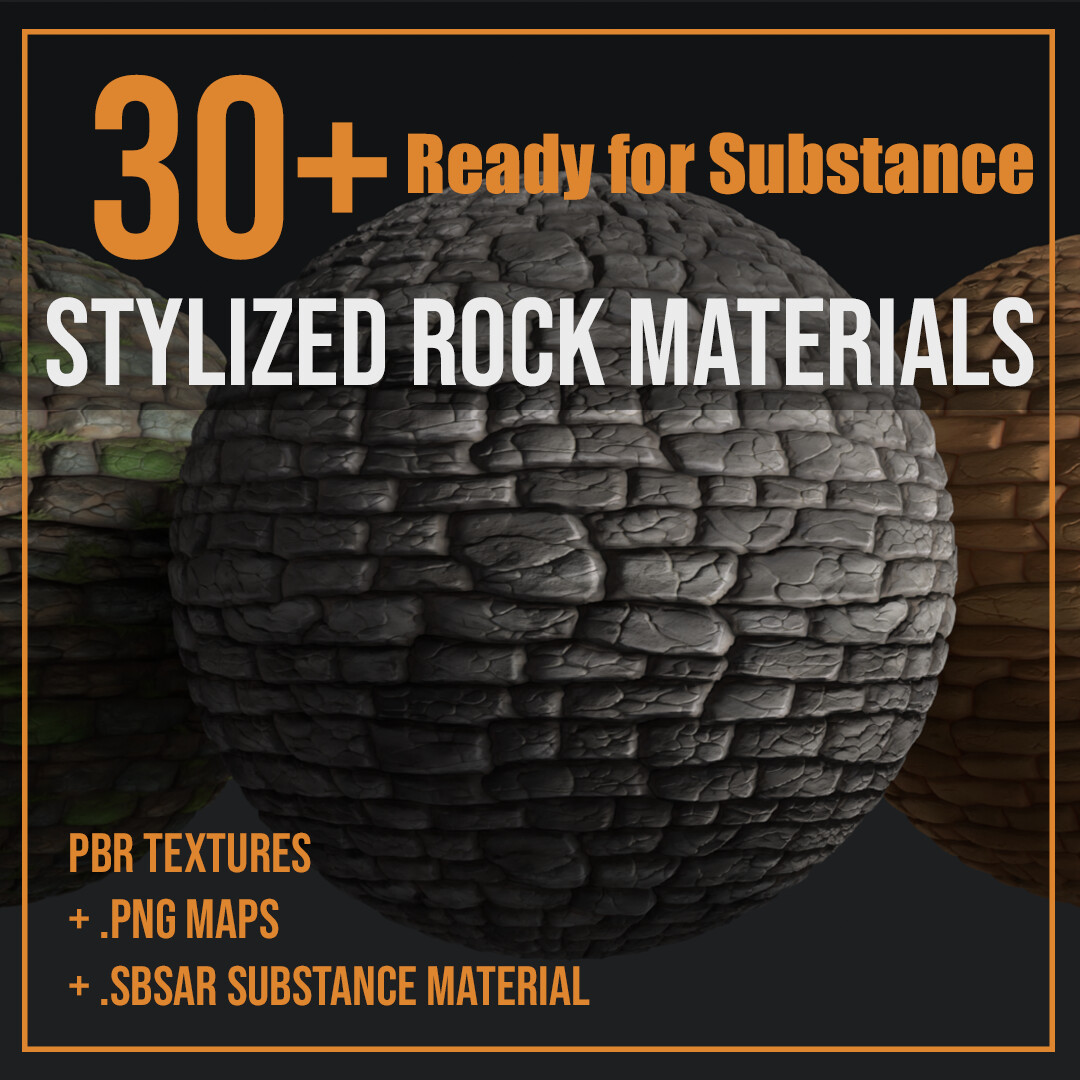 ArtStation - 30+ Stylized Rock Materials - PBR rendering
