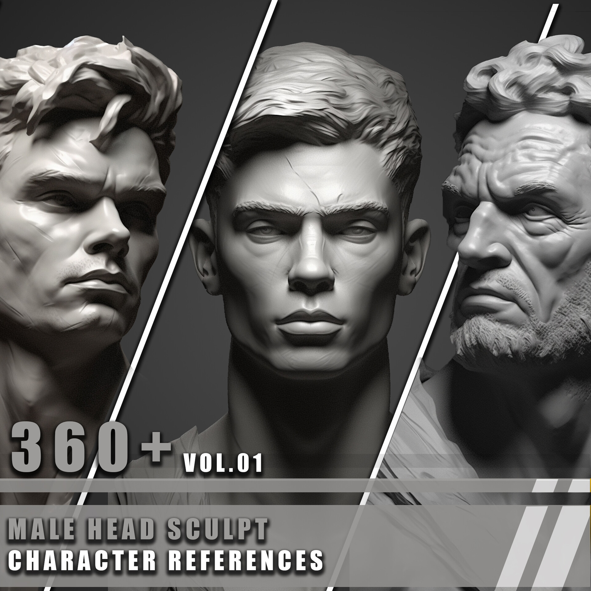 ArtStation - 360+ Male Head Sculpt - Character References Vol.01