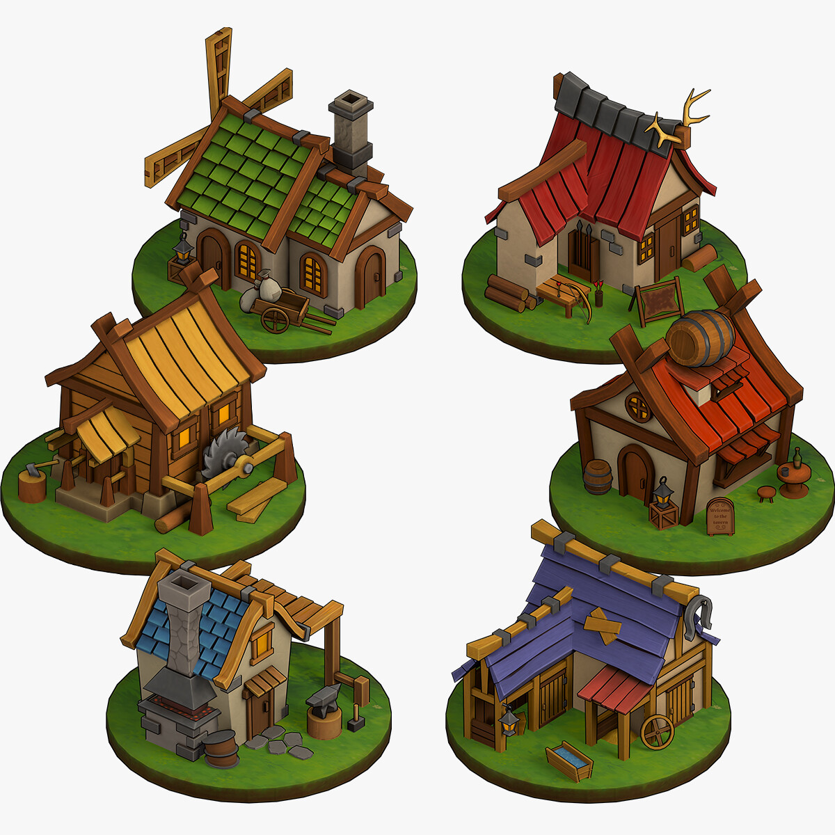 ArtStation - Stylized village (profile houses)