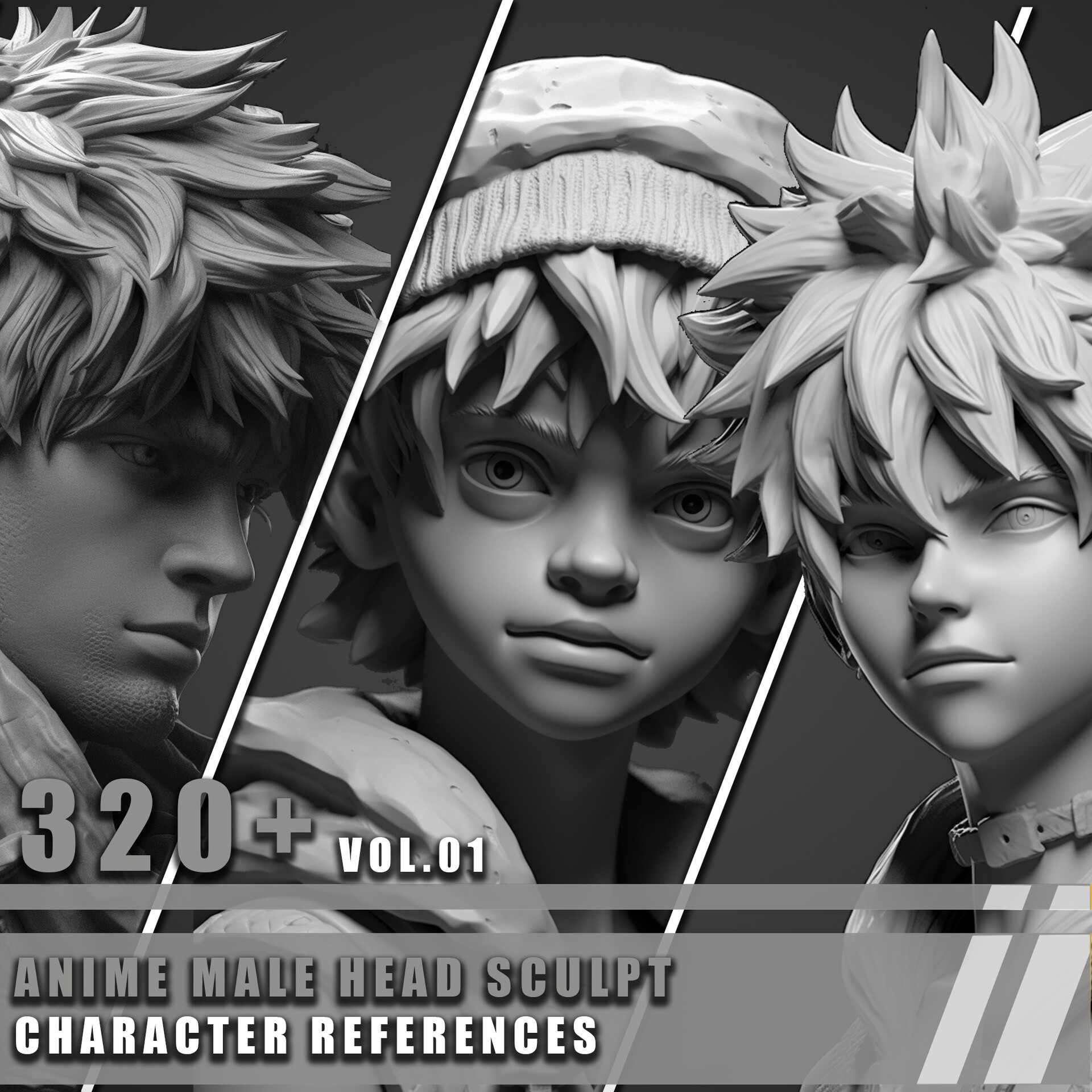 ArtStation - 320+ Anime Male Head Sculpt - Character References Vol.01