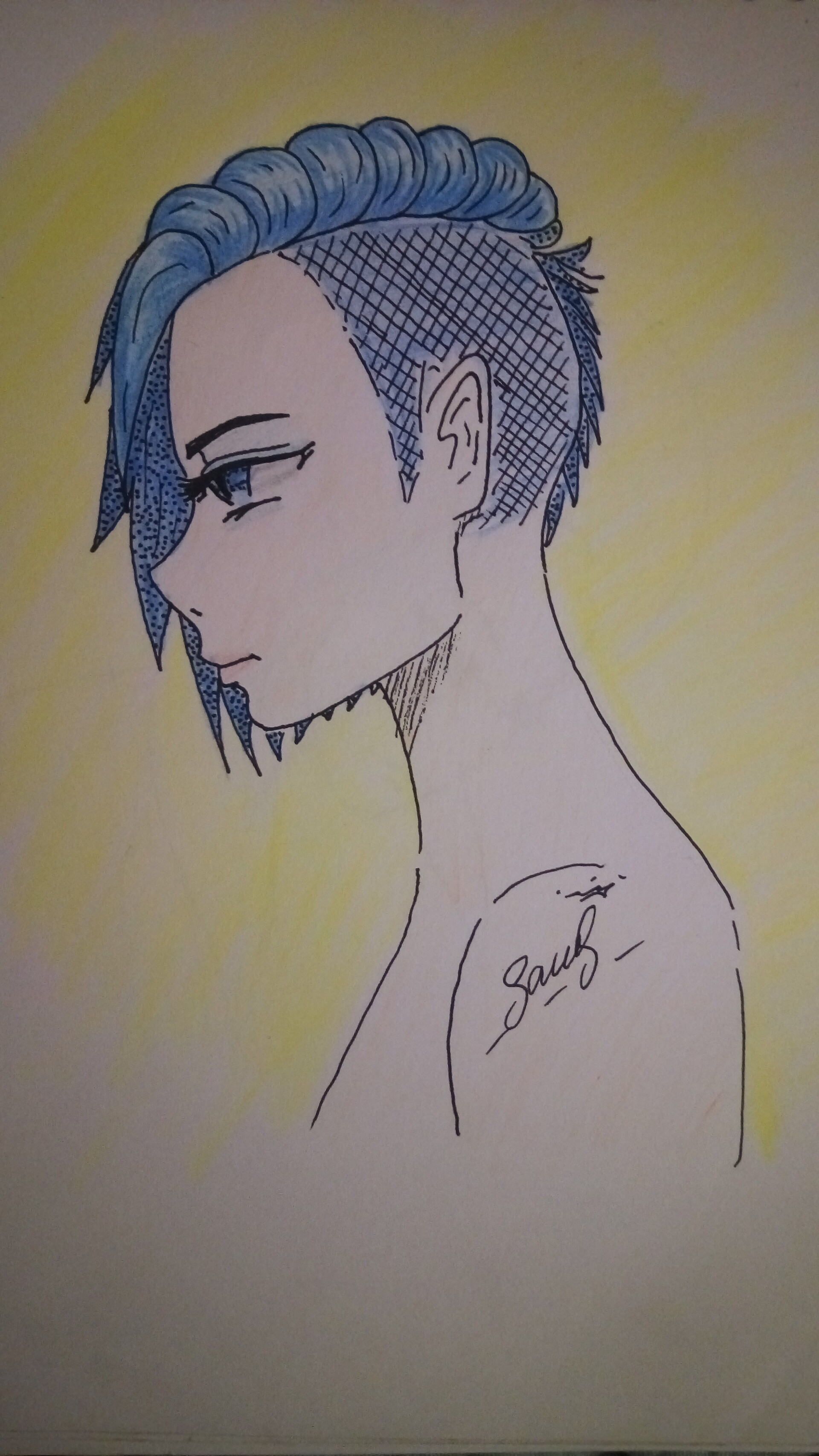 ArtStation - Blue-haired Anime Girl