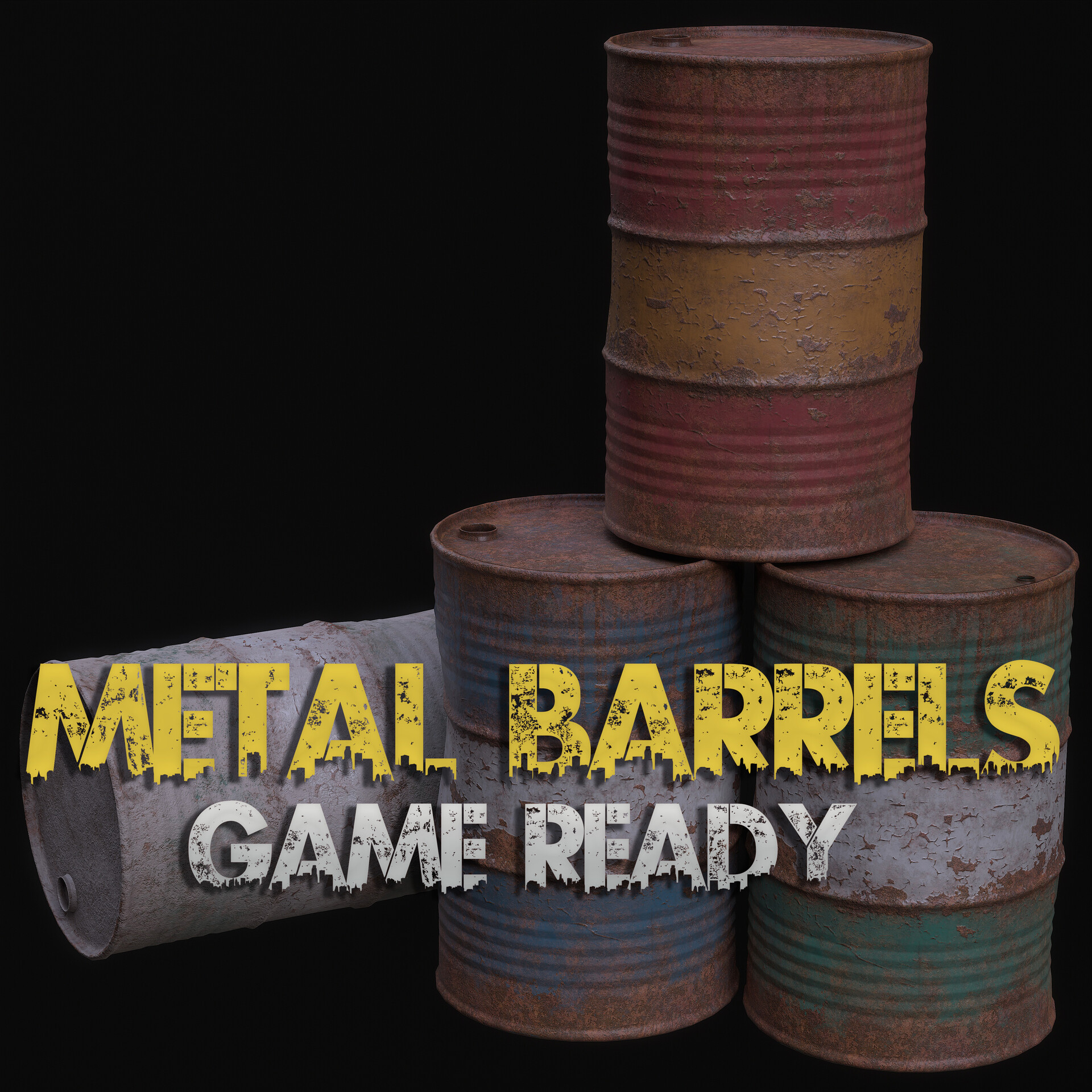 ArtStation - Metal Barrels / Game Ready