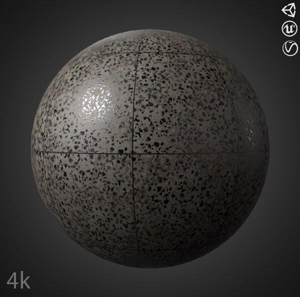 PBR Textures Free Download - Black Ceramic Floor Tiles Terrazzo Pattern ...