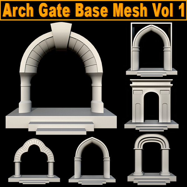 ArtStation - Arch Gate Base Mesh Vol 1