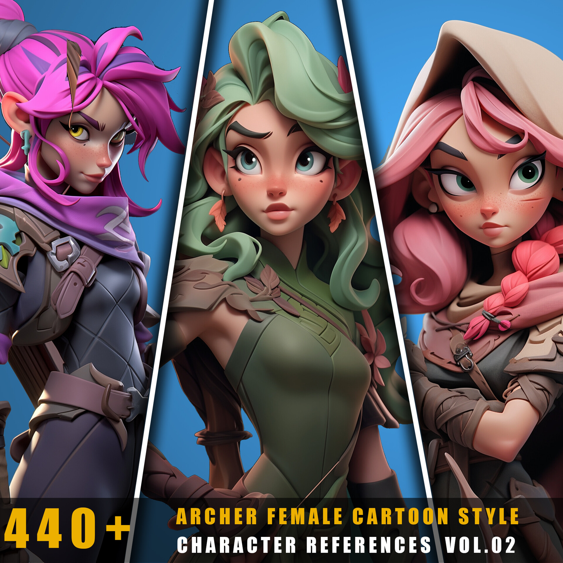 ArtStation - 440+ Archer Female Cartoon Style - References Pack Vol.02
