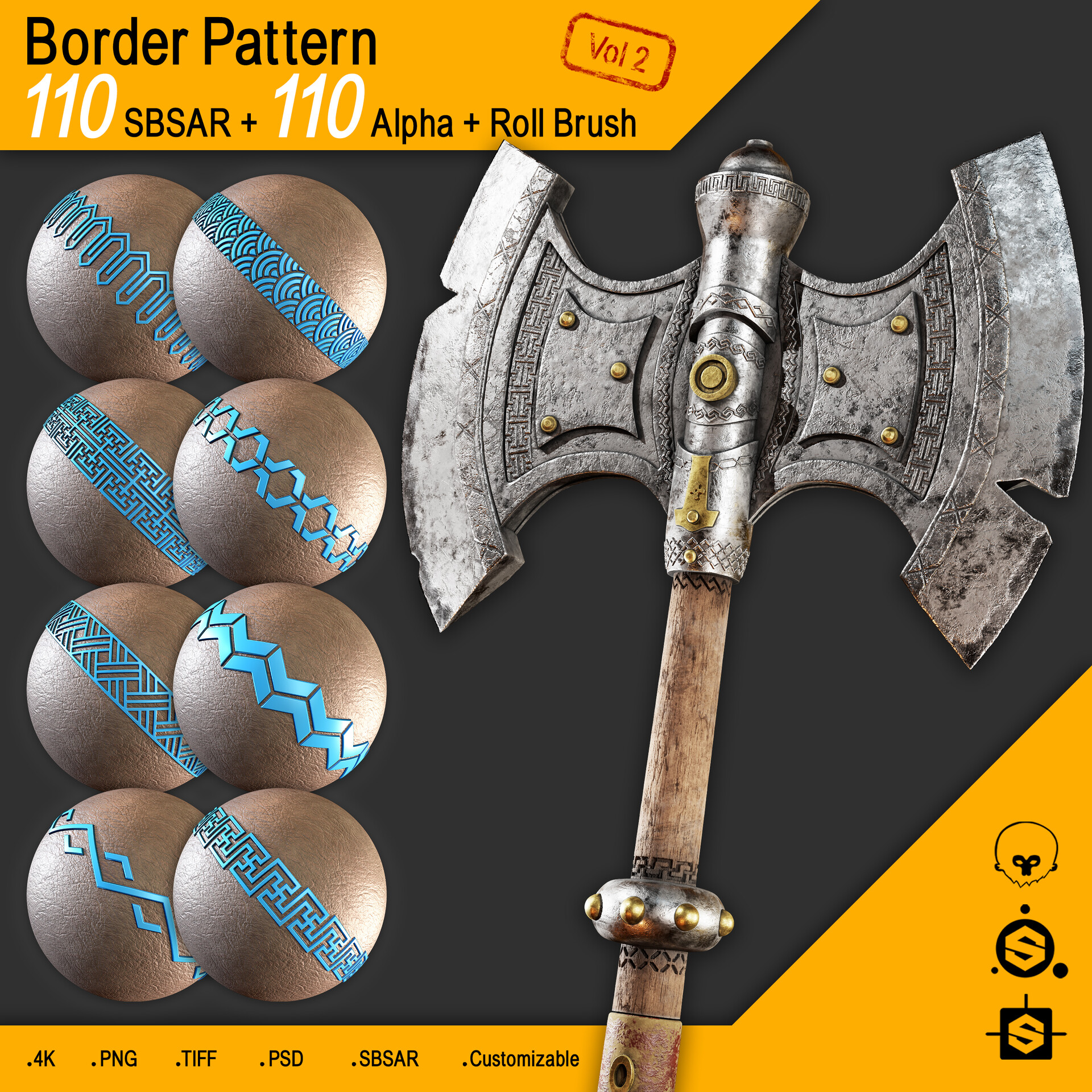 ArtStation - 110 Border Pattern + Alpha (4K) Vol 2