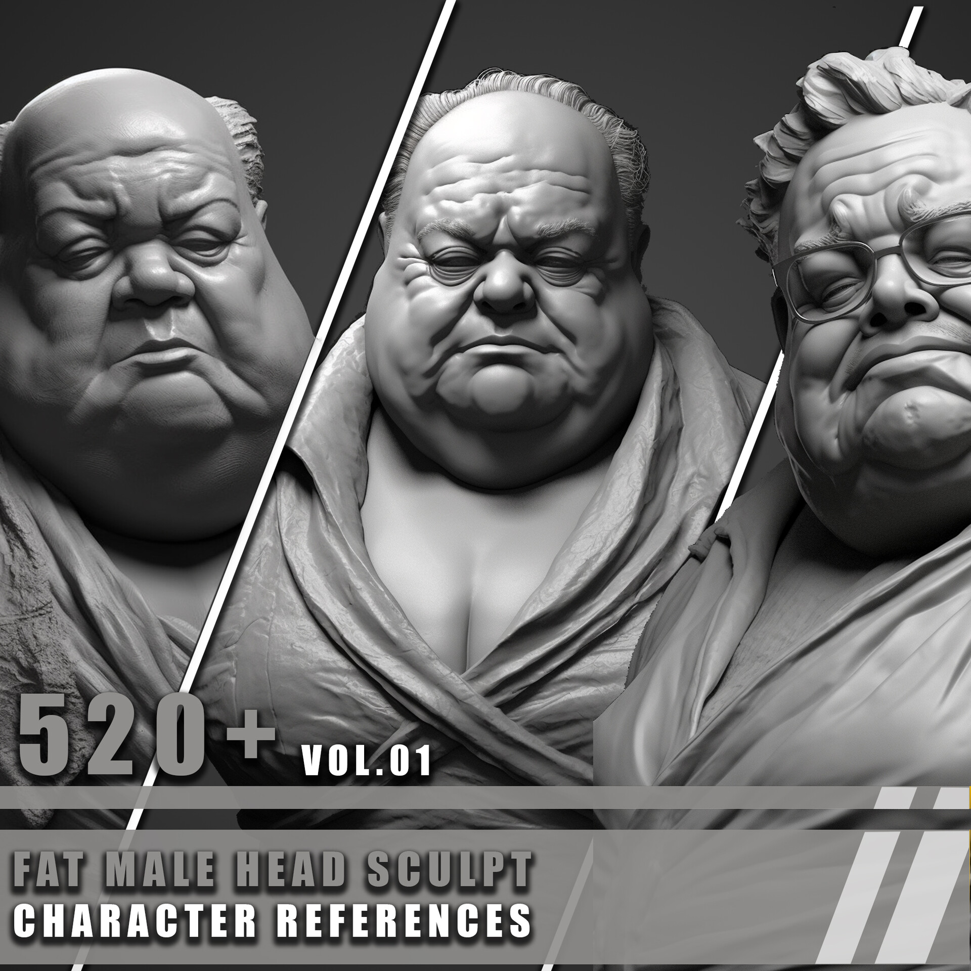 ArtStation - 520+ Fat Male Head Sculpt - Character References Vol.01