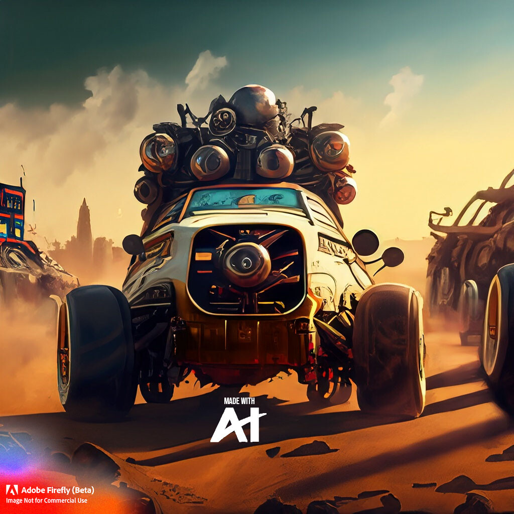 ArtStation - Mad Max Style concept 'AI' art- created with Adobe Firefly.