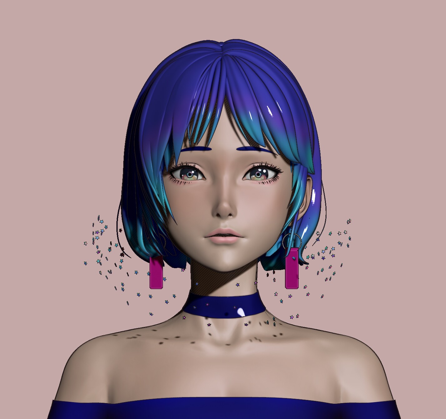 Artstation Short Haired Girl Blue