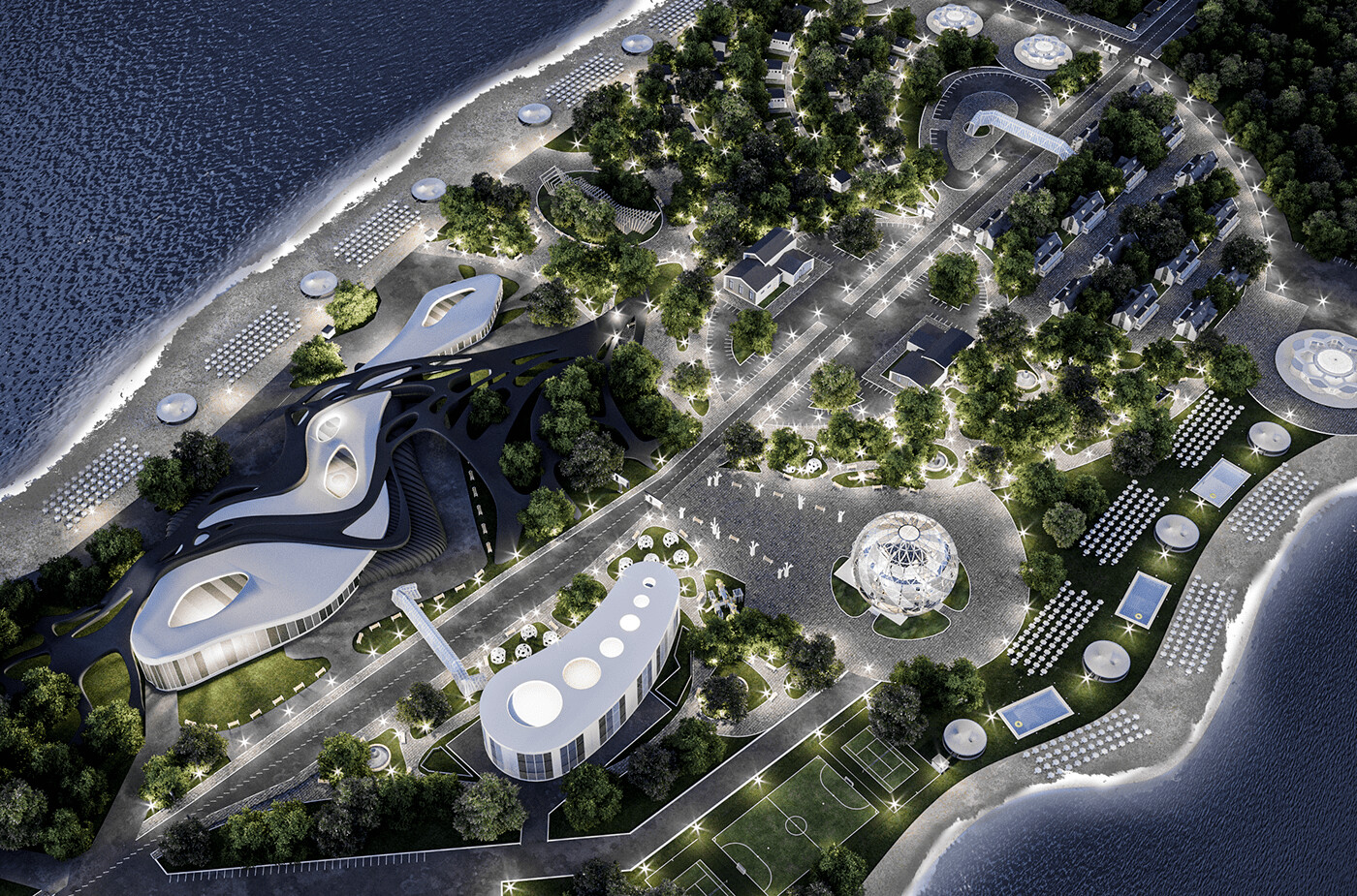 ArtStation - Recreation Haven: An Oceanic Architectural Retreat, 3D Project