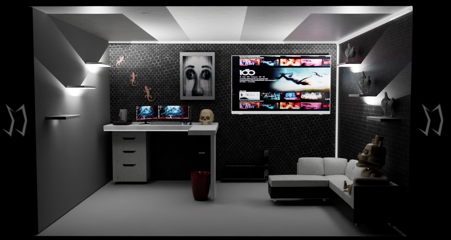 ArtStation - Cuarto Gamer Oscuro