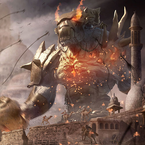 ArtStation - A rock golem with fire inside and flames in its eyes ...