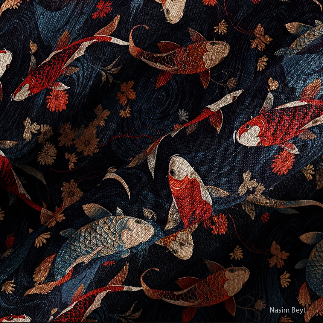 ArtStation - 50 Tileable Japanese Koi Fish Fabric Materials-VOL10. SBSAR