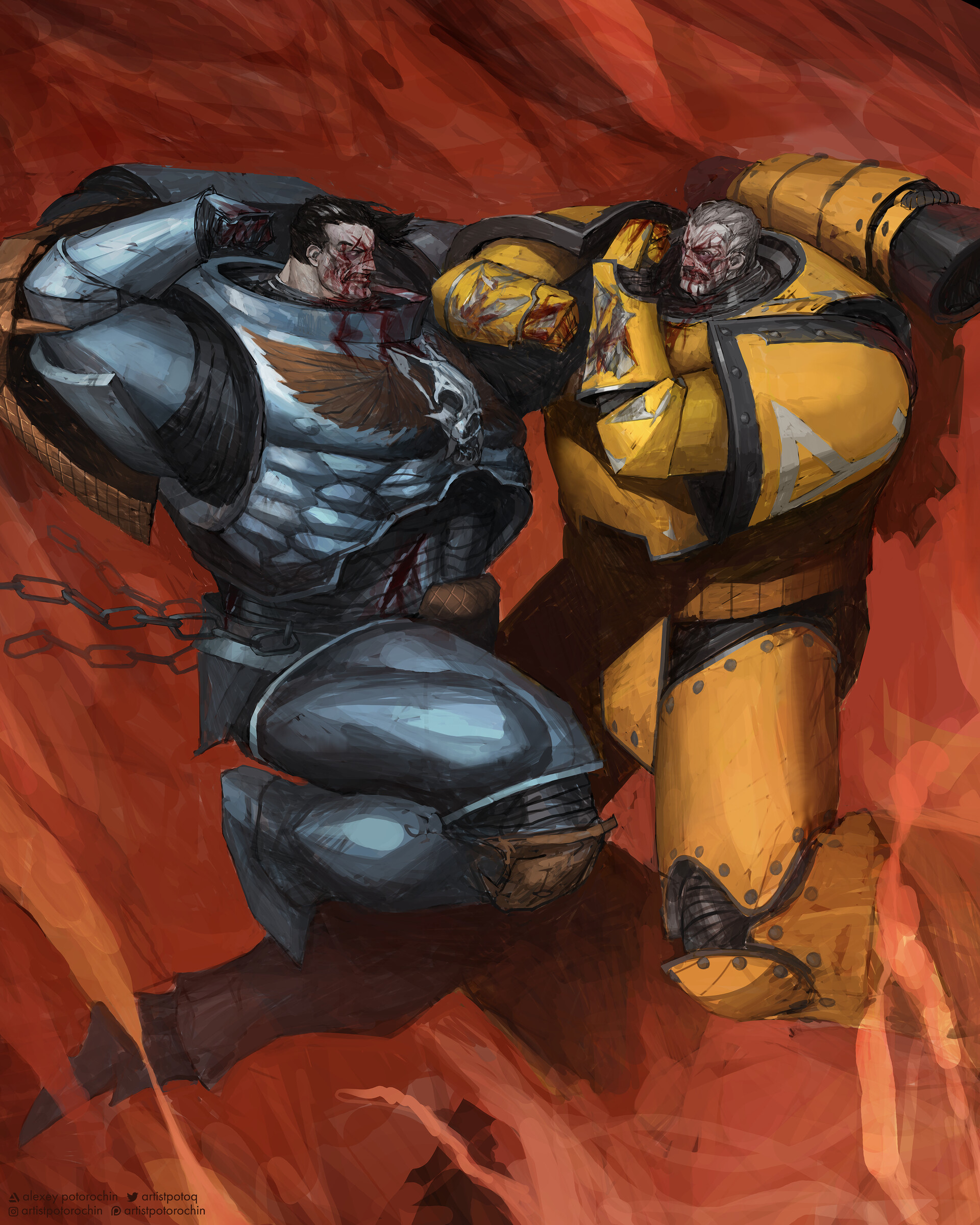 ArtStation - "The First Casualty". Fight between Primarch Sceafa and ...