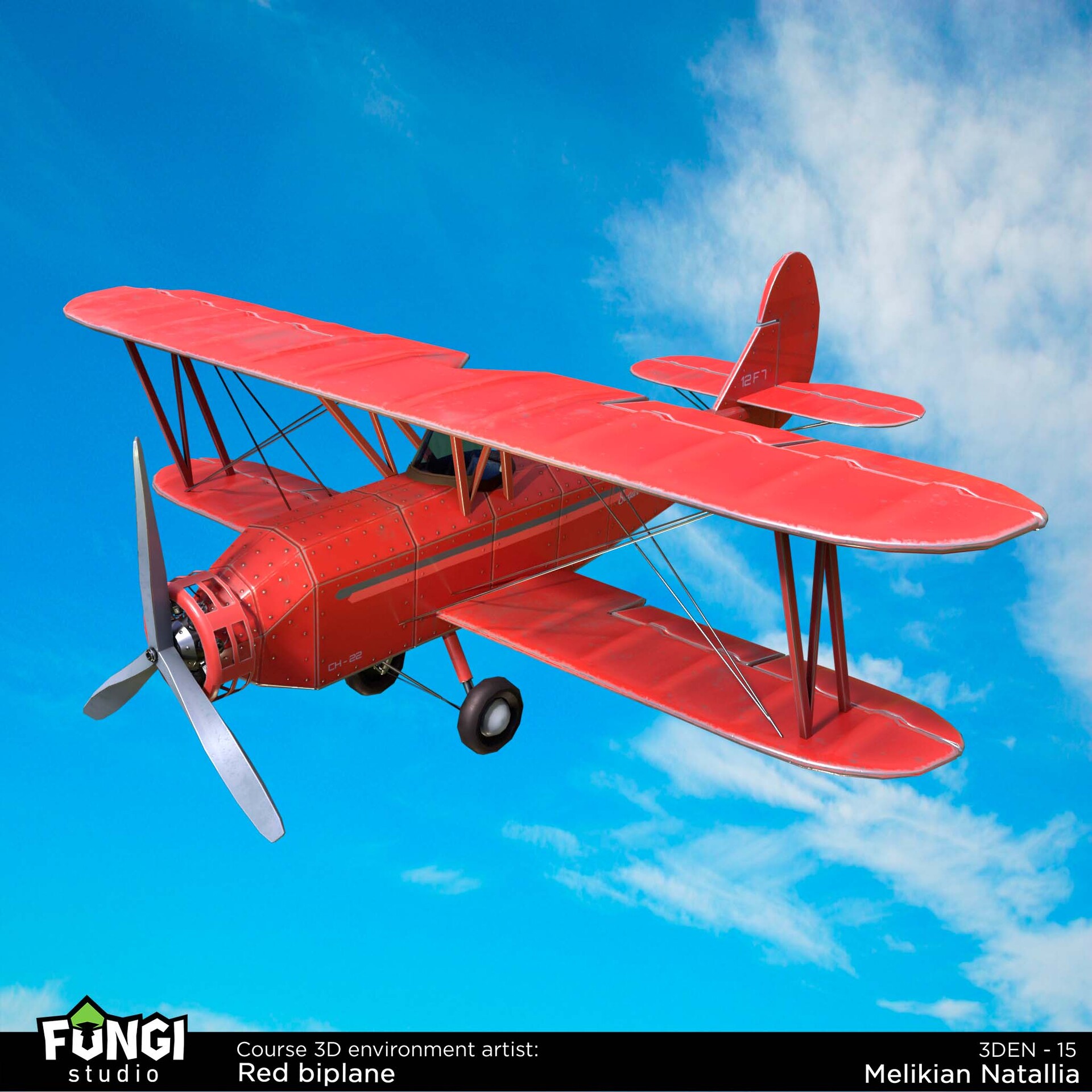 ArtStation - Red biplane