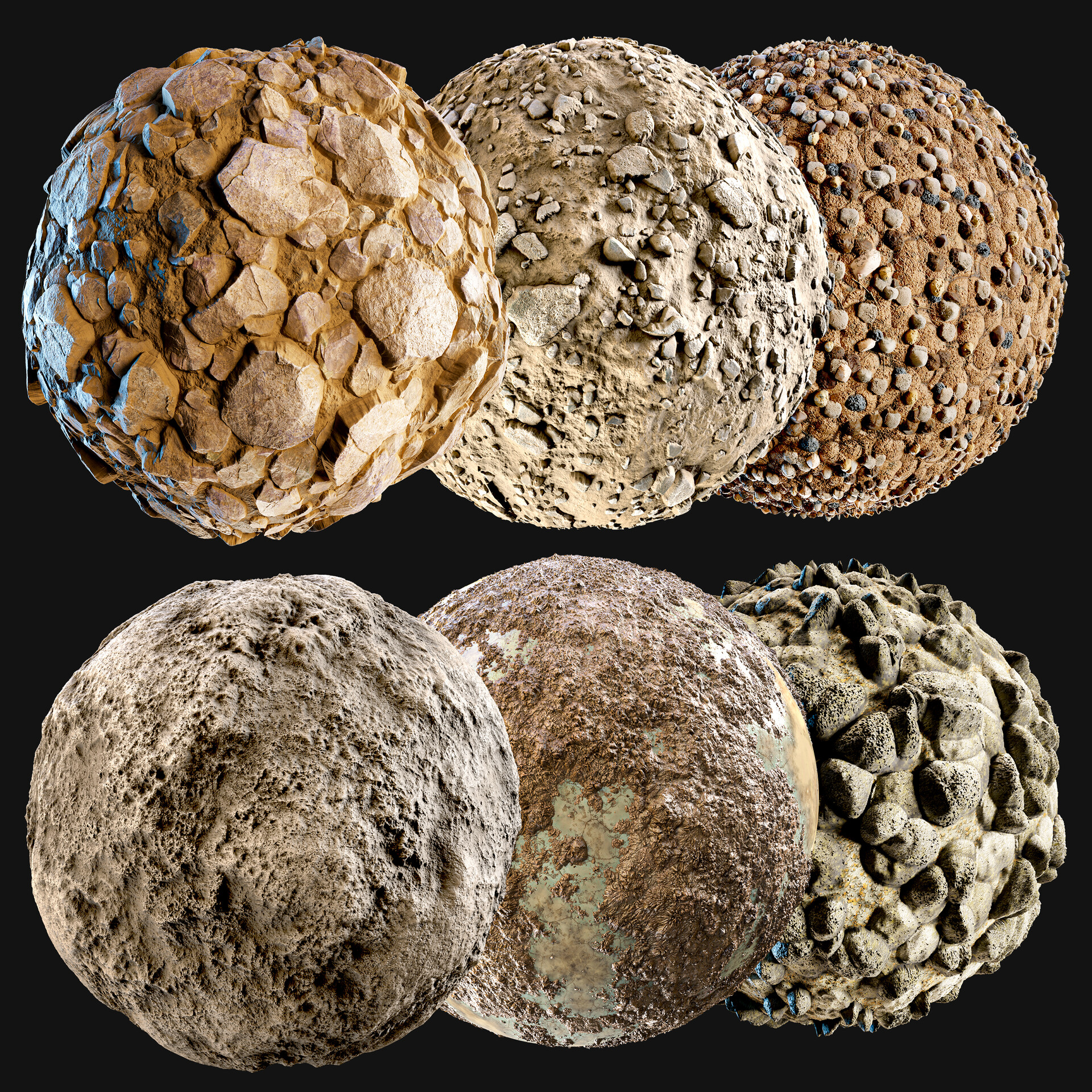 ArtStation - 6 Pebble -Stone Ground Material +Tutorial-Sbs-Sbsar-Pbr