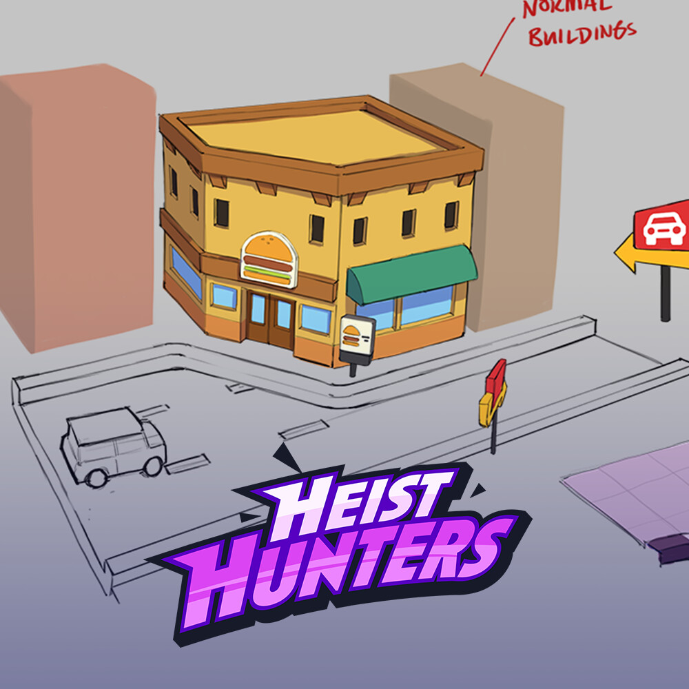 ArtStation - Heist Hunters Roadside concepts