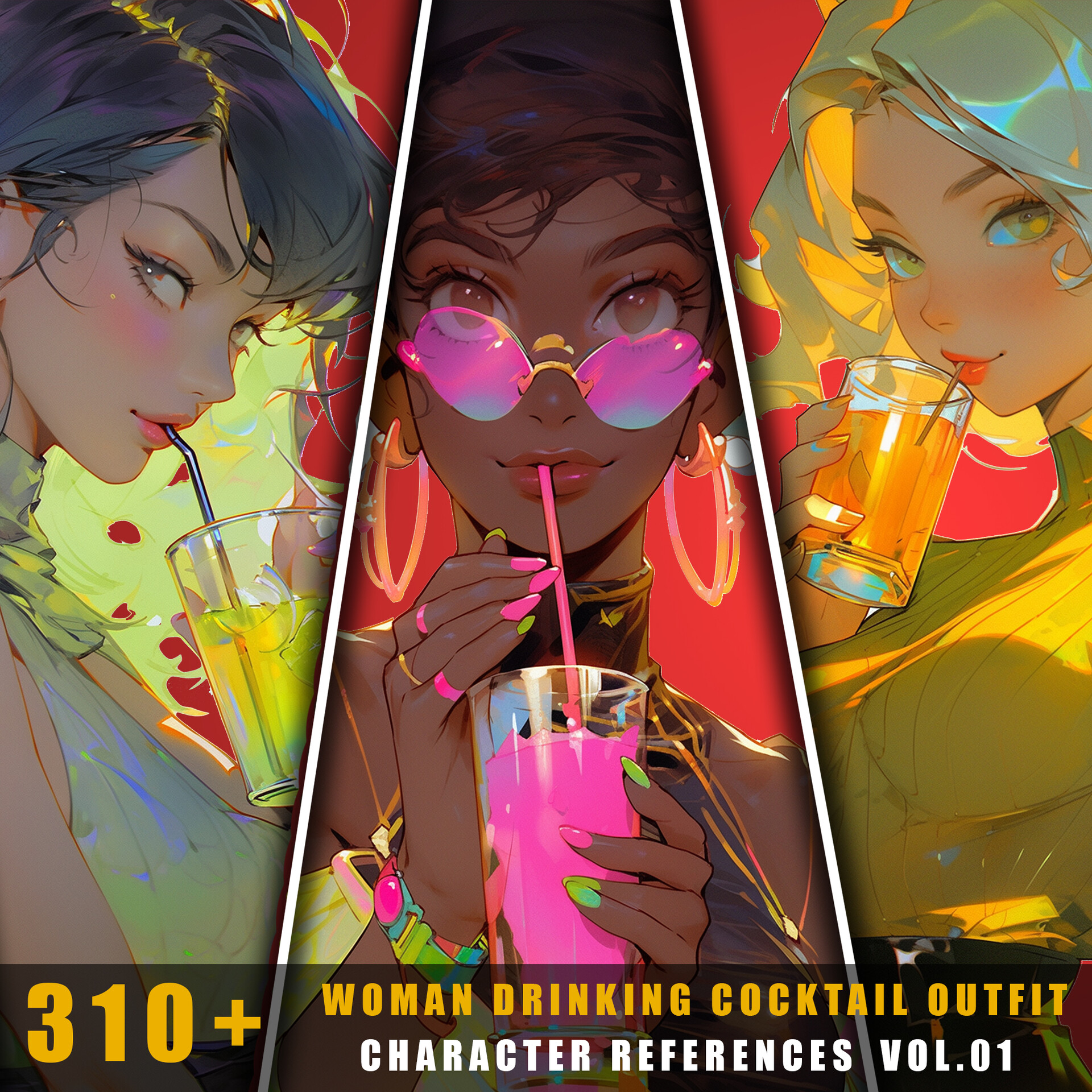 ArtStation - 310+ Woman Drinking Cocktail Outfit - Character References ...