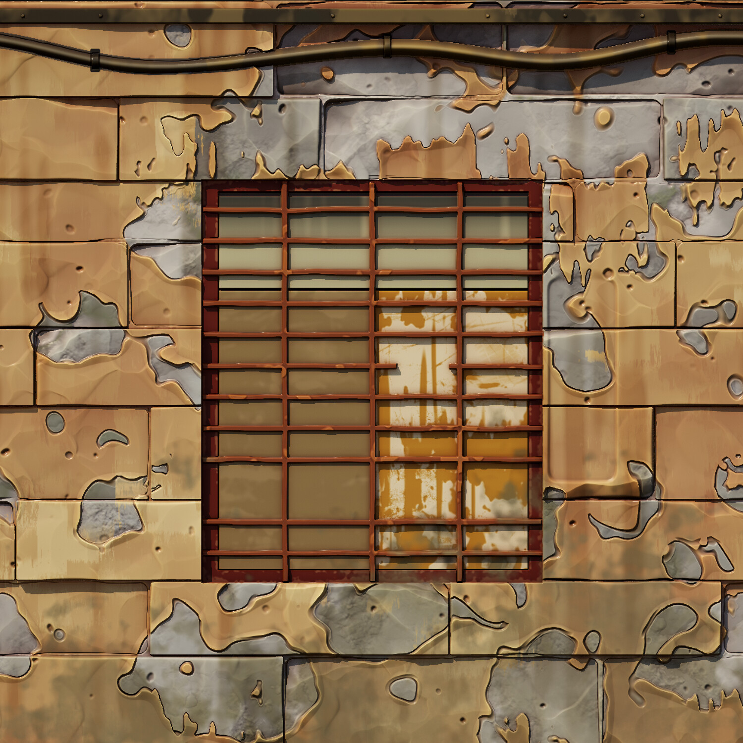 ArtStation - Stylized grunge wall with window/Substance Designer