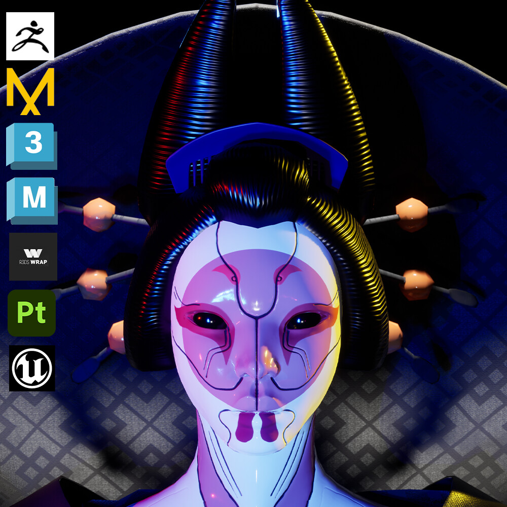 ArtStation - Geisha In The Neon Lights of Night City